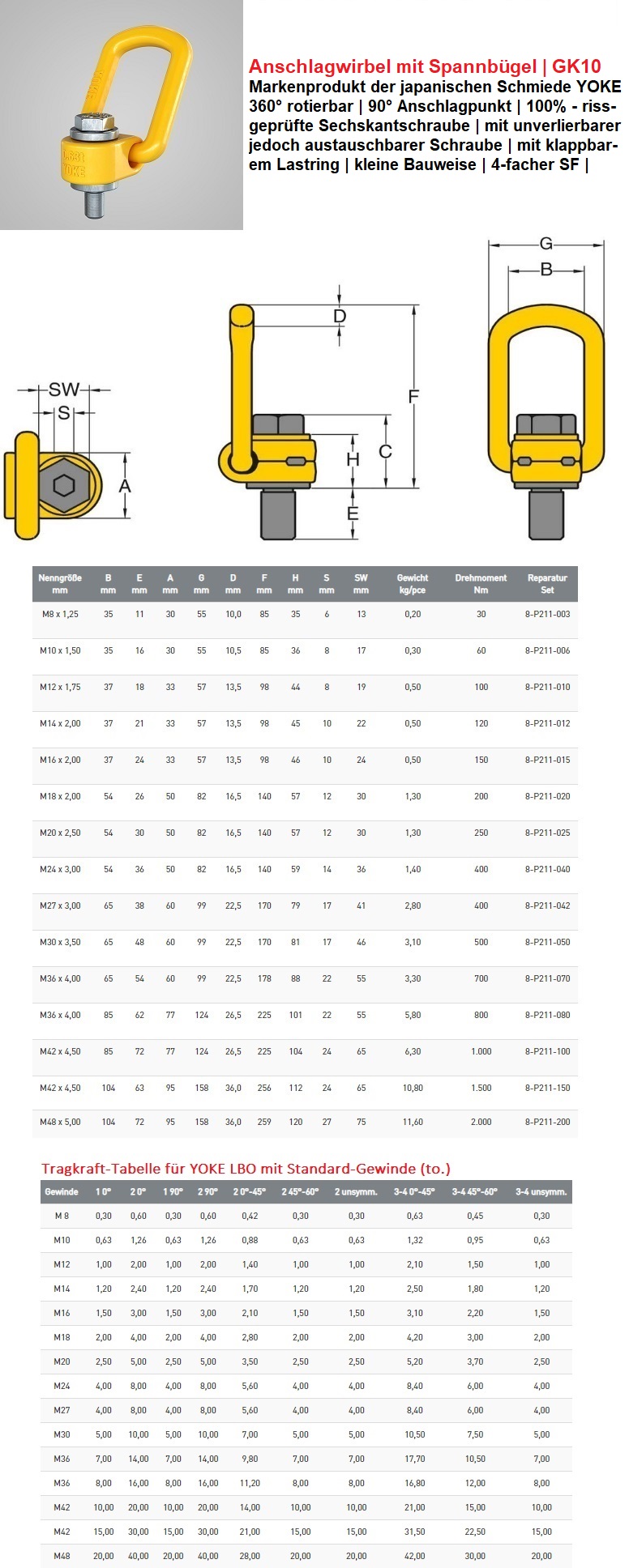 Anschlagwirbel mit Spannbügel: Marke YOKE