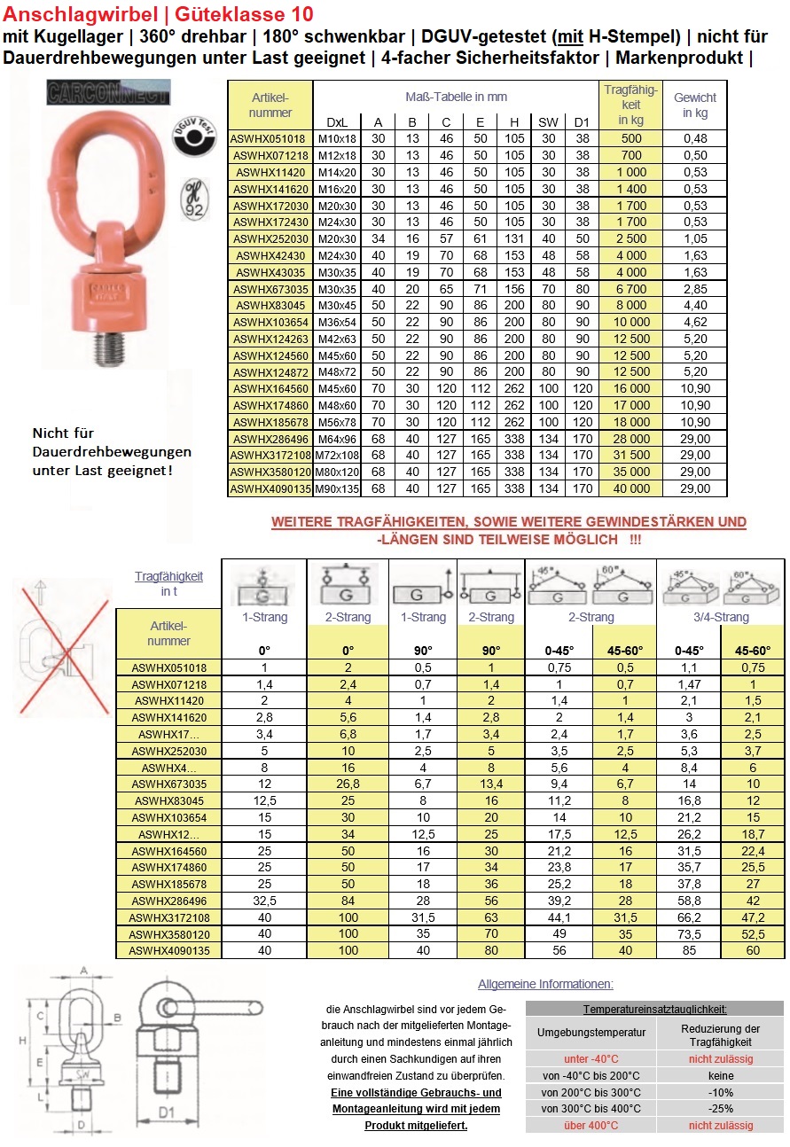 Anschlagwirbel mit Kugellager Güteklasse 10