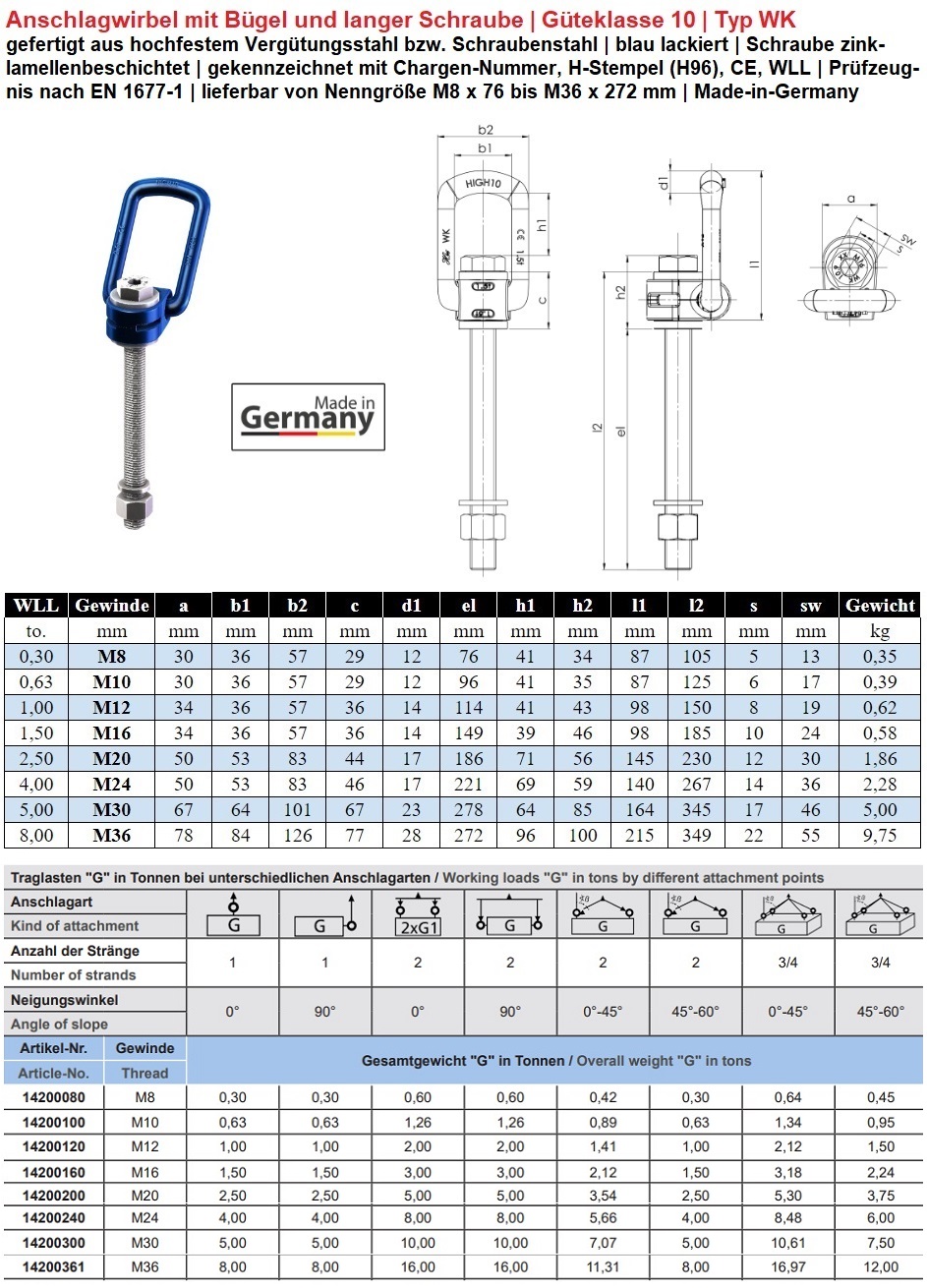 Anschlagwirbel mit Bügel und langer Schraube | GK 10 | Typ WK